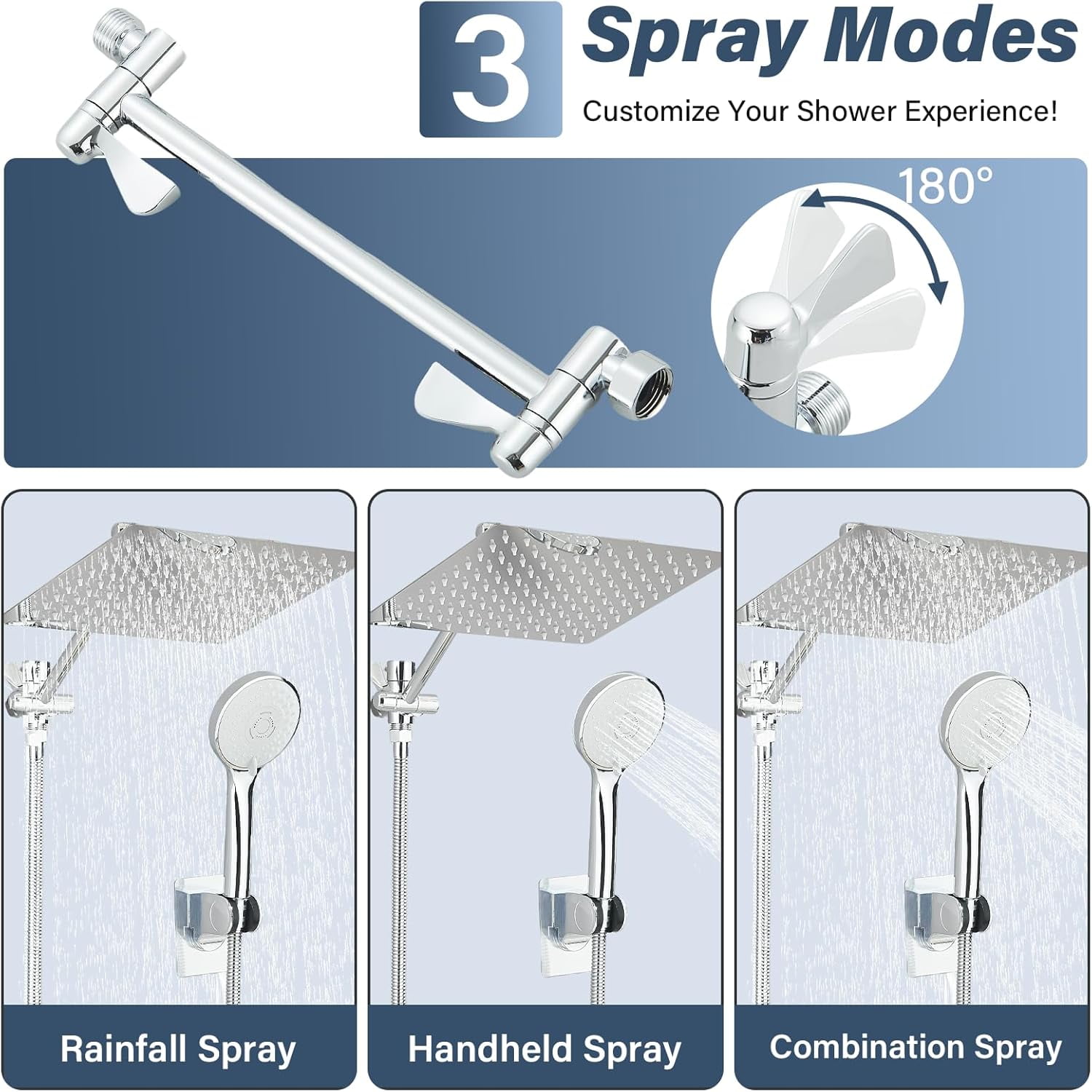 XUERUI-10”Rain Shower Head with Handheld Spray Combo, Stainless Steel ...