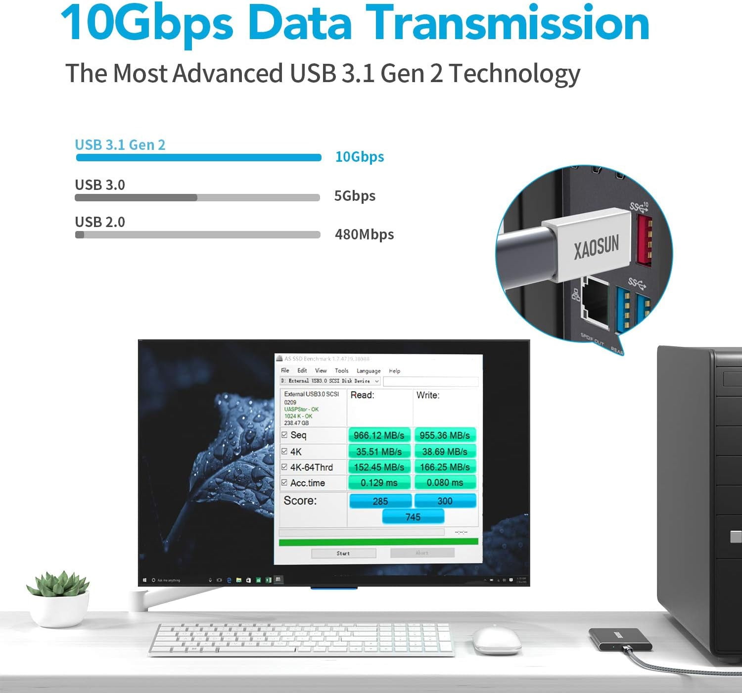 XUERUI-[10Gbps] USB C Female to USB Male Adapter (2-Pack), 3.1 USB A to ...