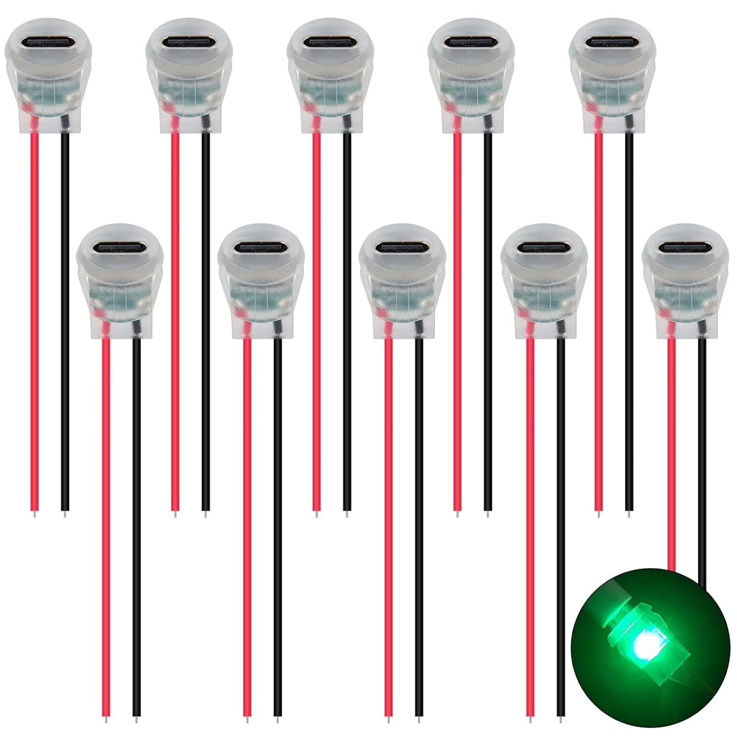 XUERUI-10PCS Newly Upgraded LED USB-C Connector Type-C Female Chassis 2 ...