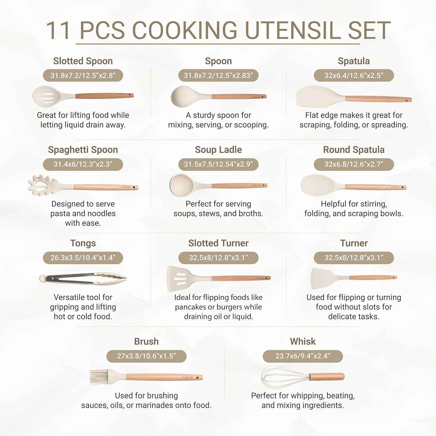 XUERUI-11-Piece Silicone Kitchen Utensils Set with Non Toxic Spatula ...