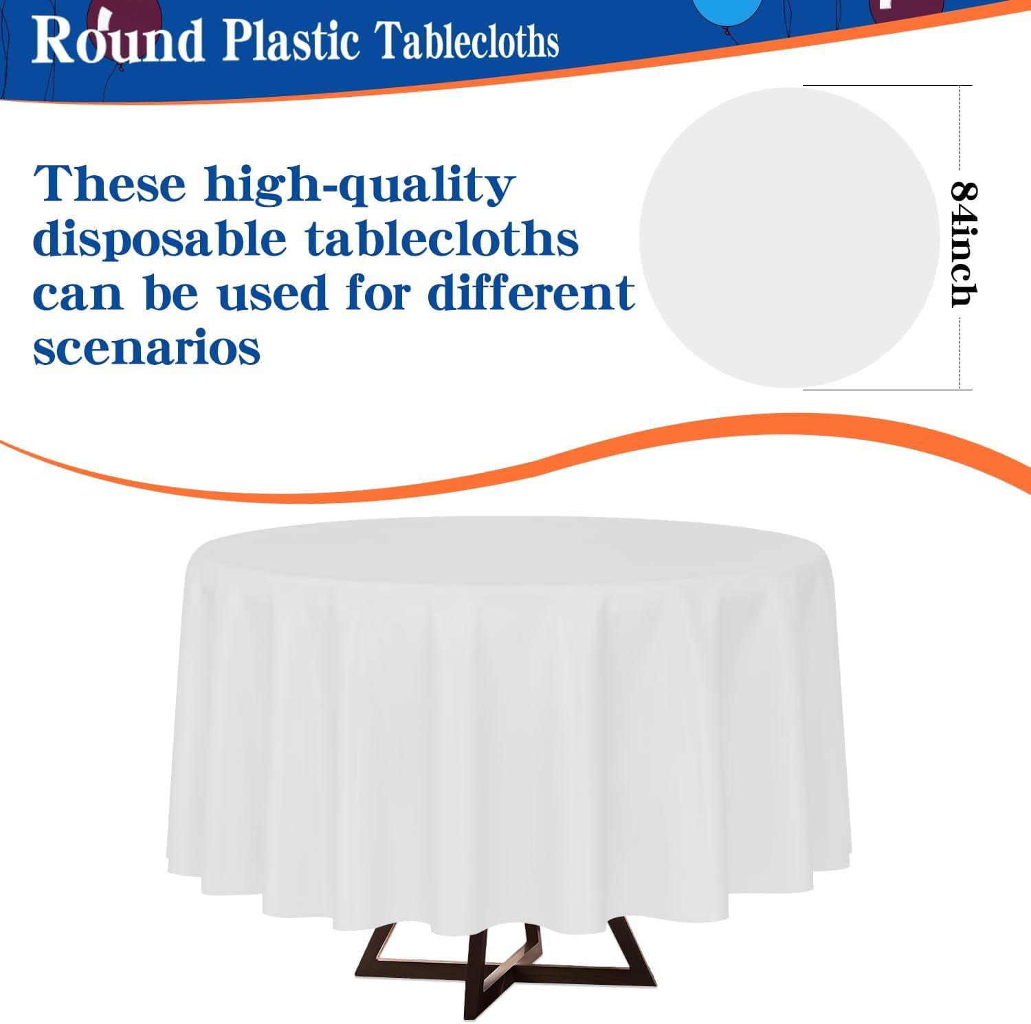 XUERUI-12 Pack Brown 84 Inch Disposable Plastic Tablecloths Round Table ...