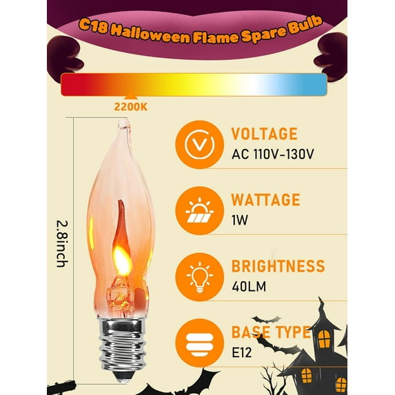 XUERUI-12 Pack Flicker Light Bulb, Realistic Flame Shaped Bulb for ...