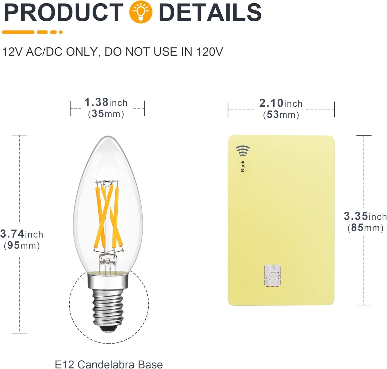 XUERUI-12 Volt Low Voltage Candelabra LED Light Bulbs - Soft Warm White ...