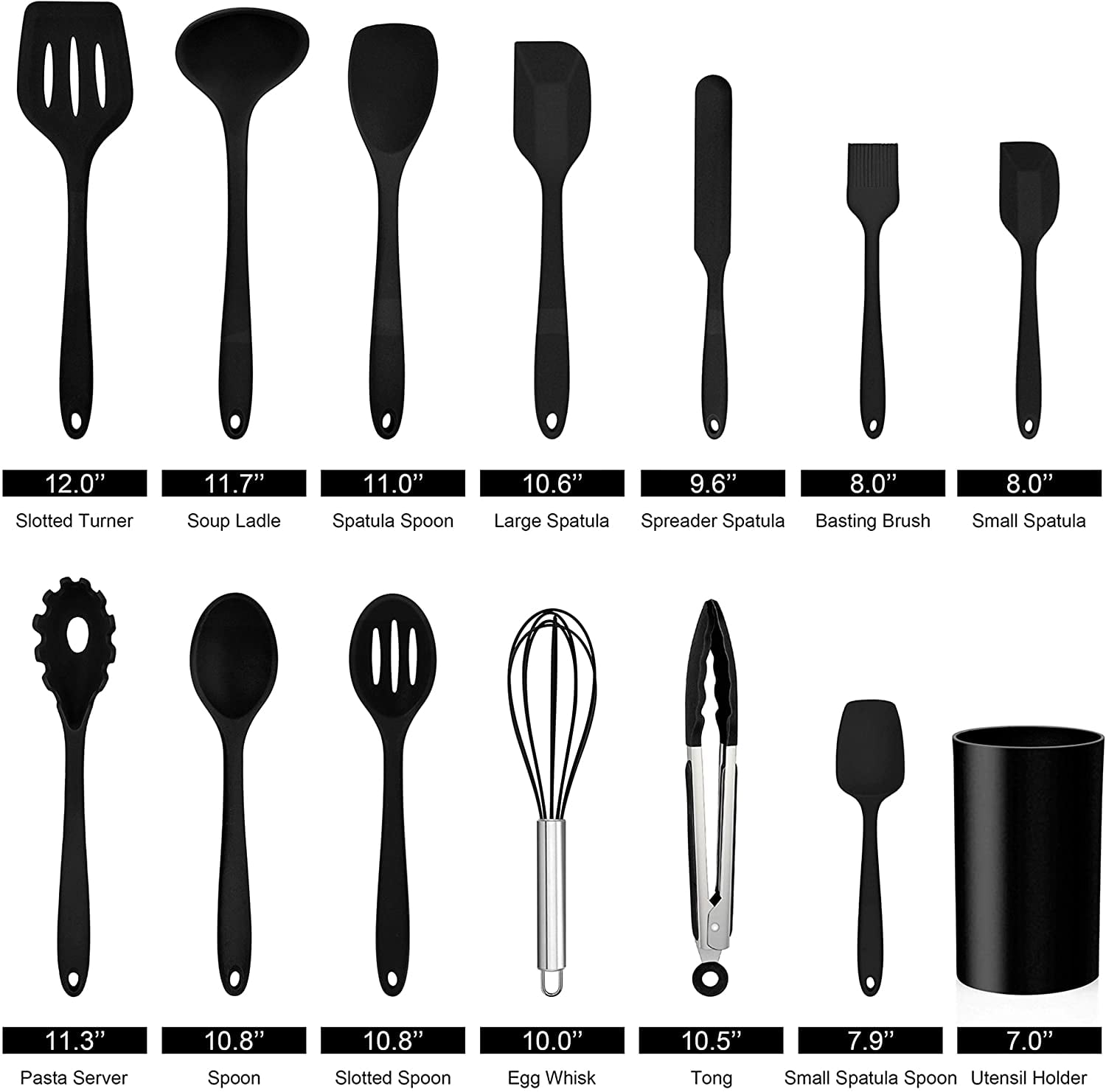 XUERUI-14 Pcs Cooking Utensils Set with Holder, Heat Resistant Silicone ...