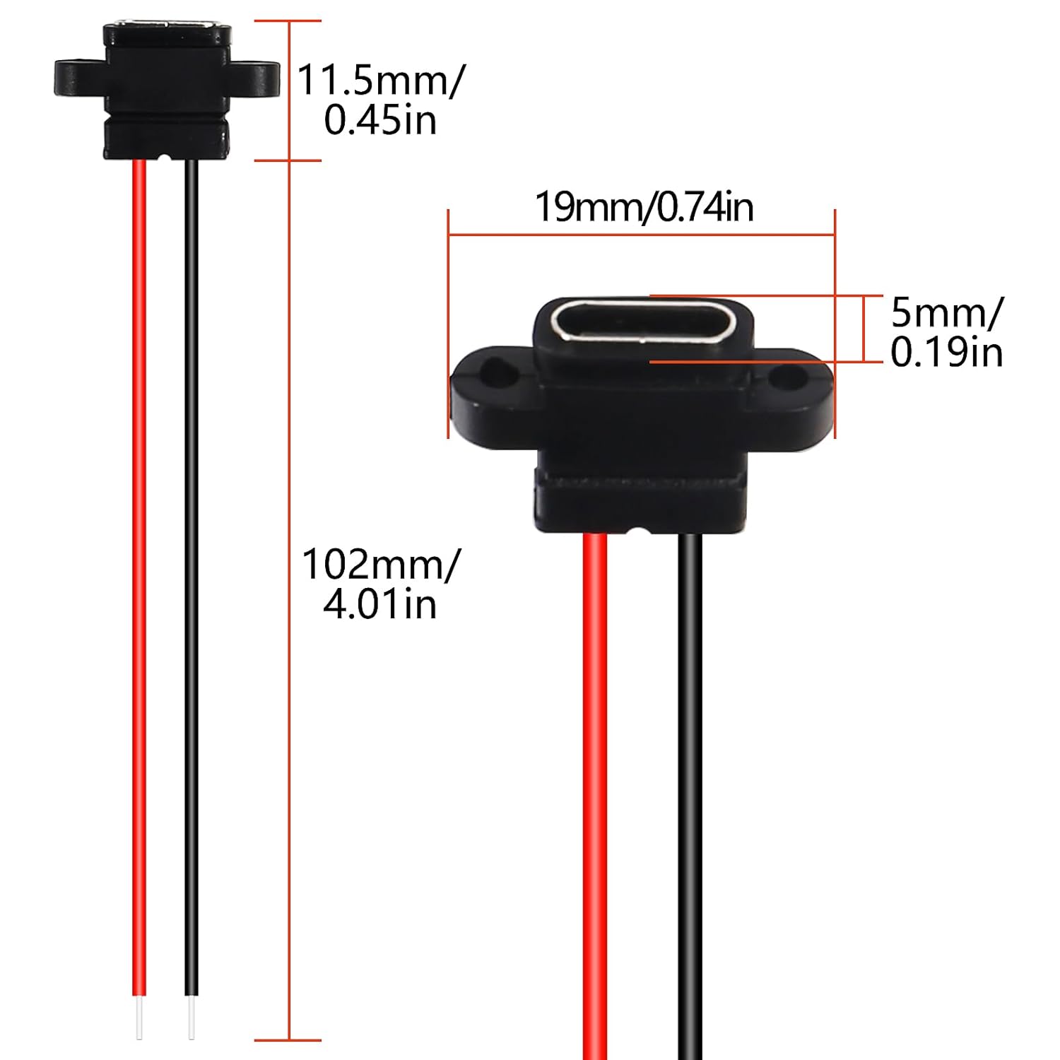 XUERUI-15PCS Type-C Female Chassis Waterproof Connector 2P Solder Wire ...