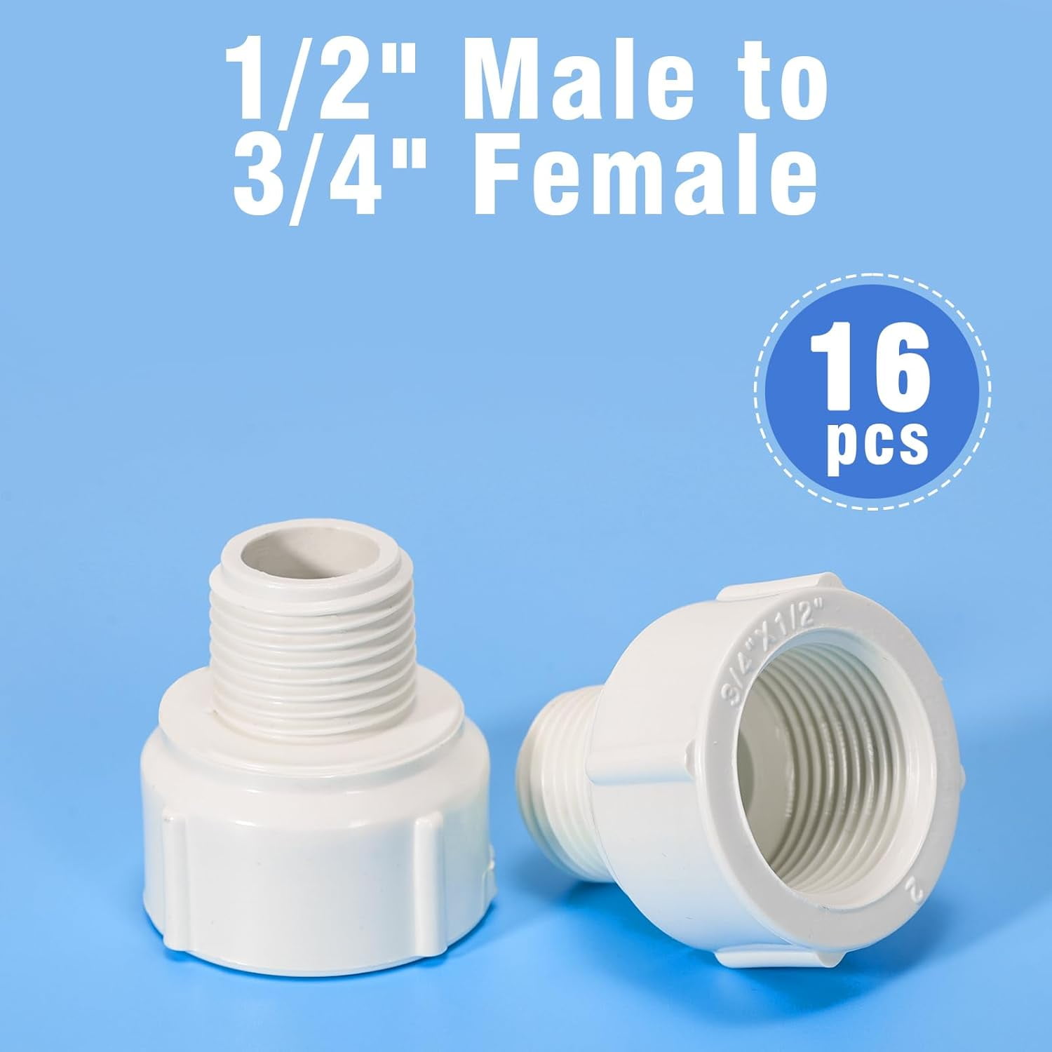 XUERUI-16 Pack 1/2 Inch Male to 3/4 Inch Female Thread PVC to Garden ...