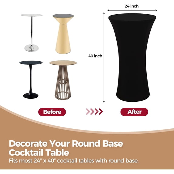 XUERUI-2-Pack 24x40 Inch Round Cocktail High Top Table Cover, White ...