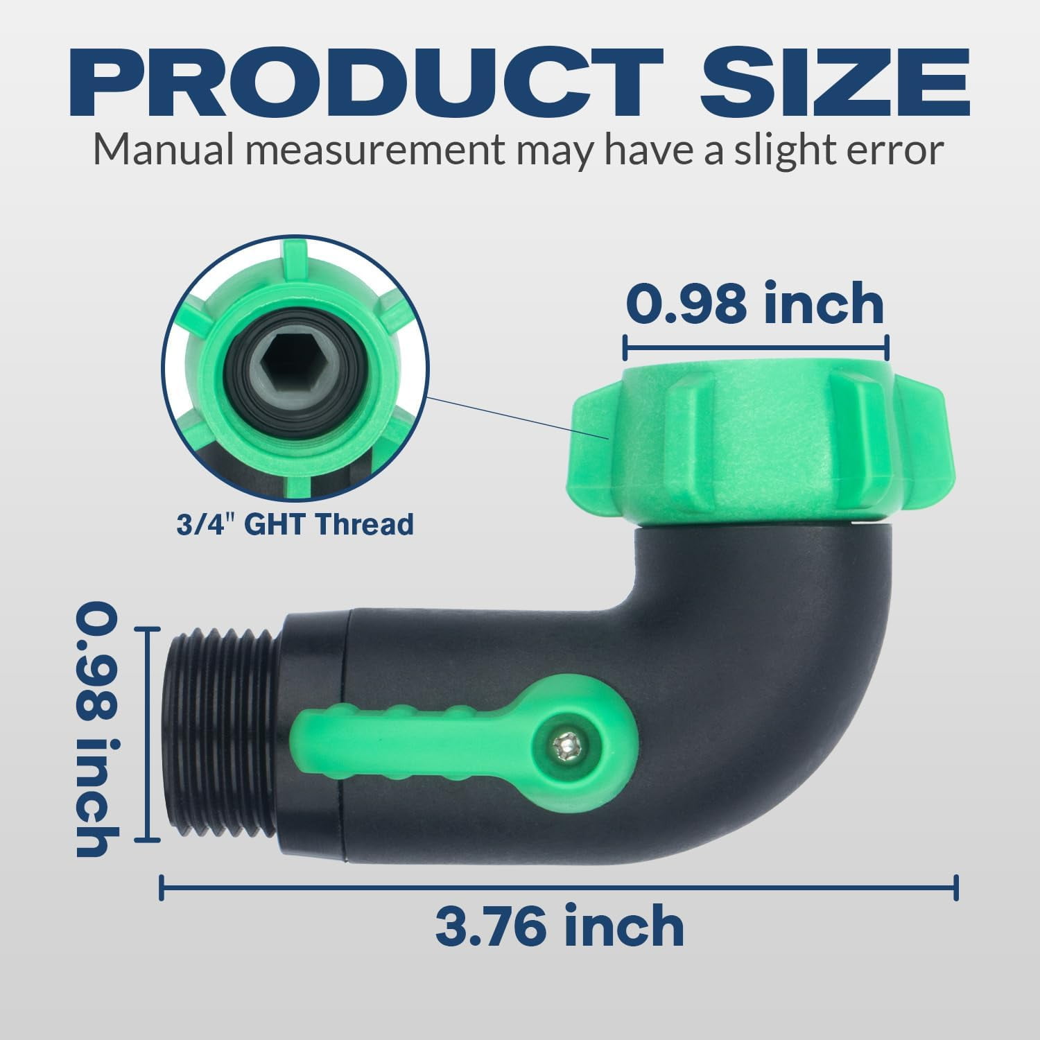 XUERUI-2 Pack 90 Degree Hose Elbow with Shut Off Valve, 3/4-Inch GHT 90 ...
