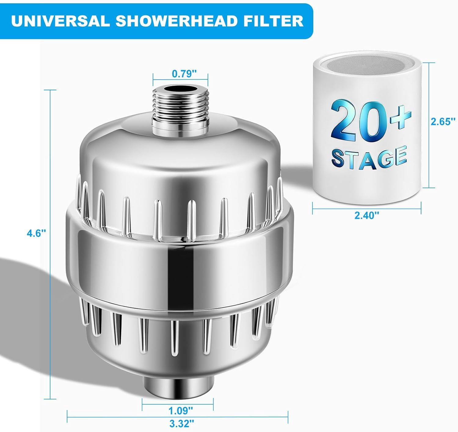 XUERUI-20 Stage Shower Filter, Powerful Shower Head Water Filter for ...