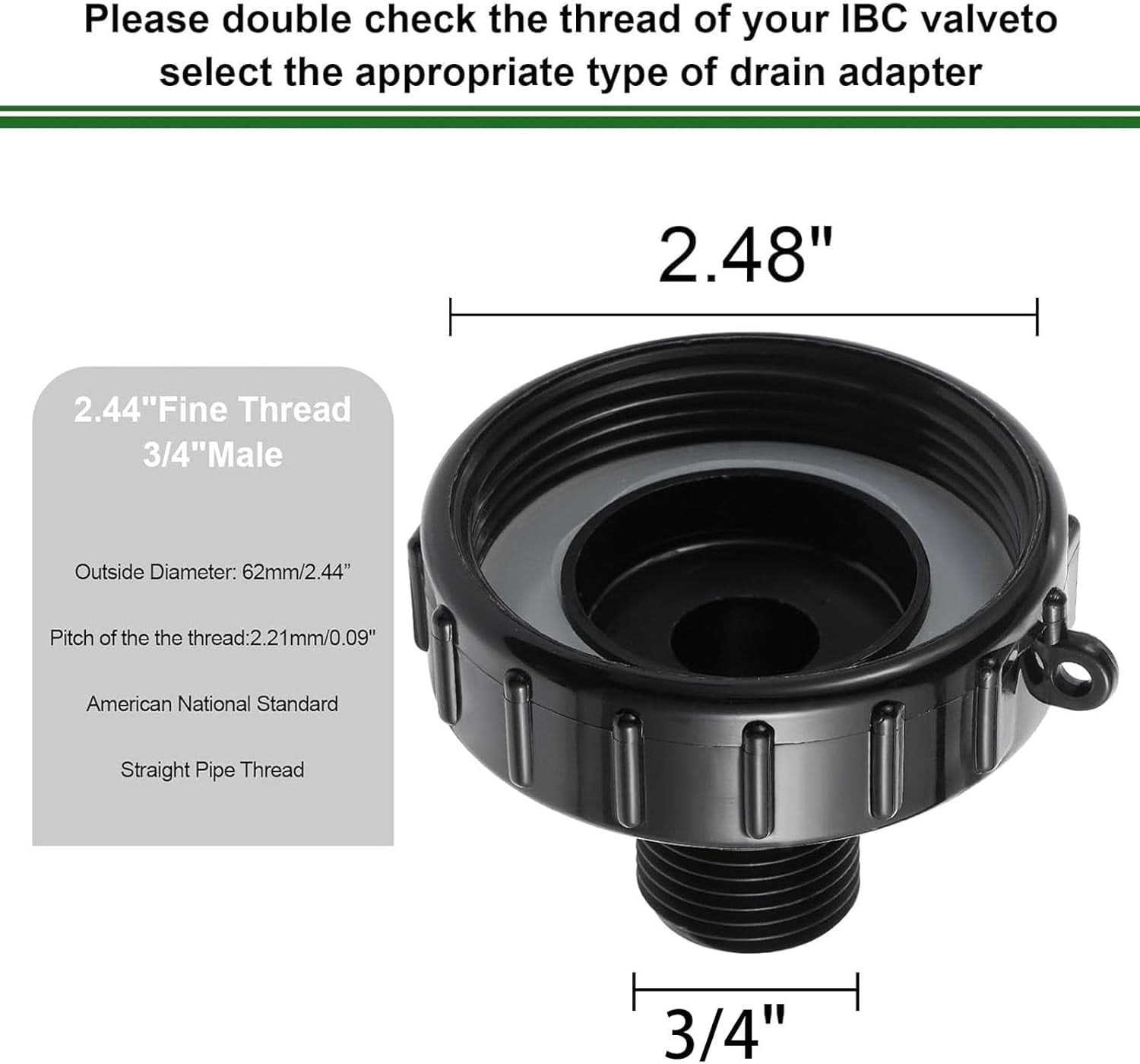 XUERUI-275-330 gallon IBC tote drain adapter, Water Hose Male Adapter ...