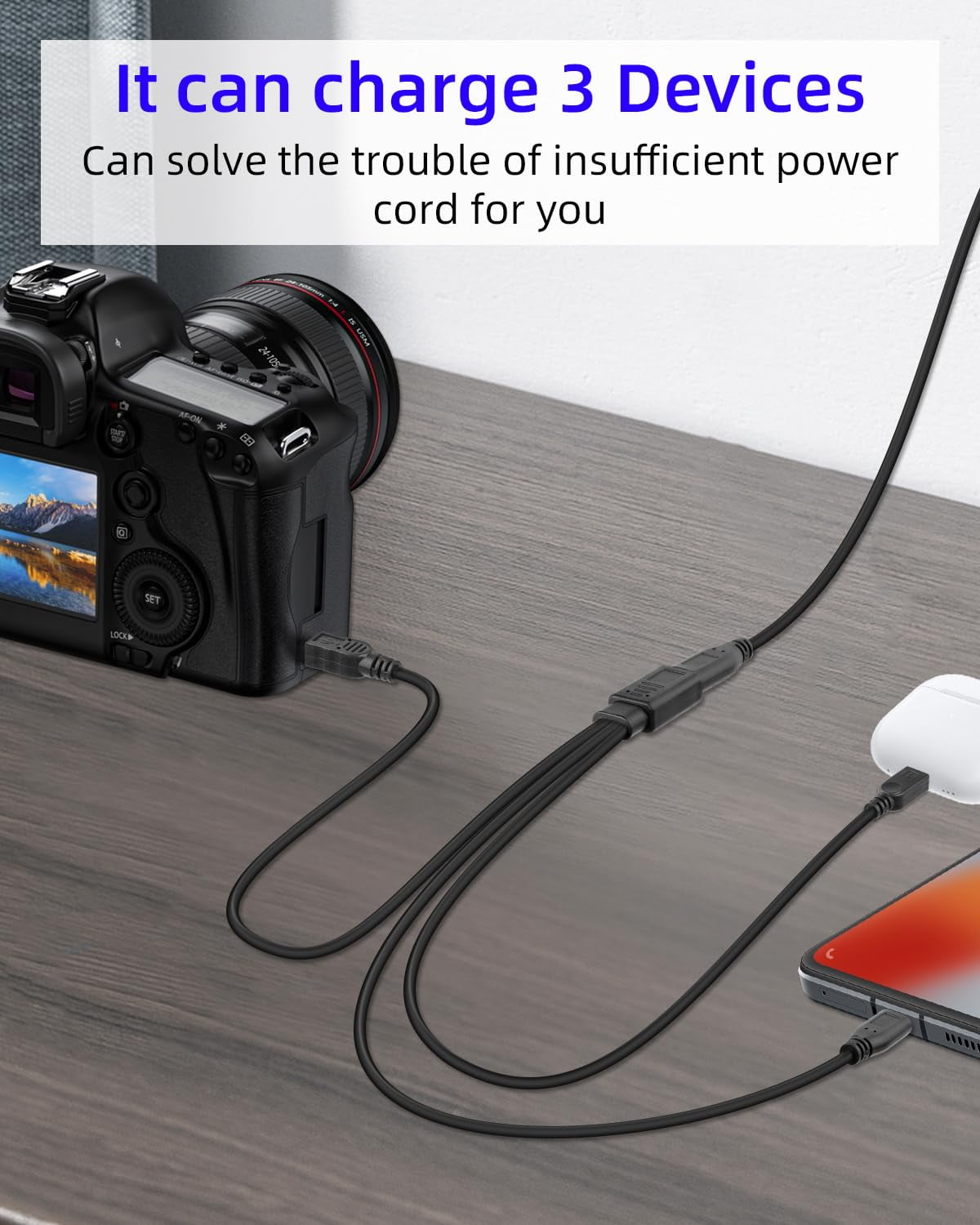 XUERUI-3 in 1 USB C Splitter Charge Cable, Type C Female to Micro USB ...
