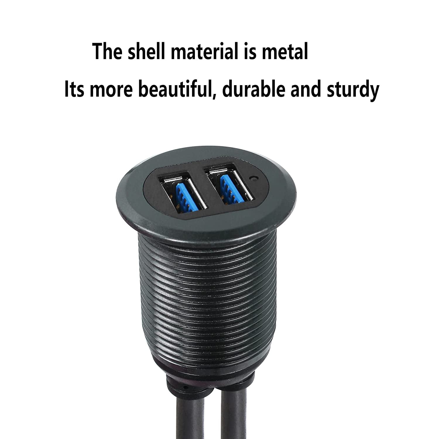 XUERUI-3.3FT USB 3.0 Mount Cable Metal Shell Dual Ports USB A Male to ...