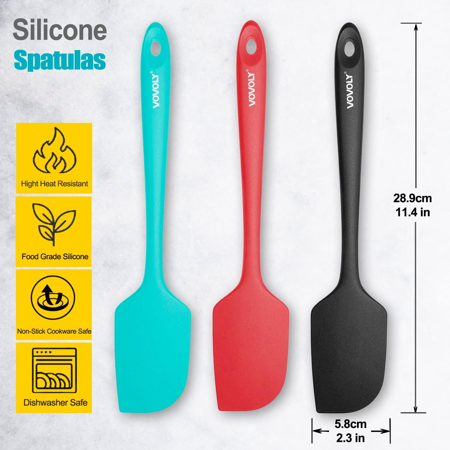 XUERUI-3 Pack Large Silicone Spatula for Kitchen,600°F Heat resistant ...
