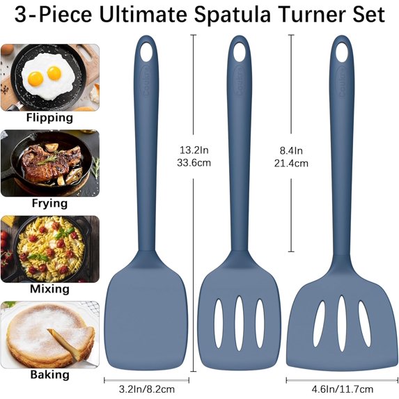 XUERUI-3 Pack Silicone Spatula Set, High Heat Resistant, BPA-Free, Fish ...