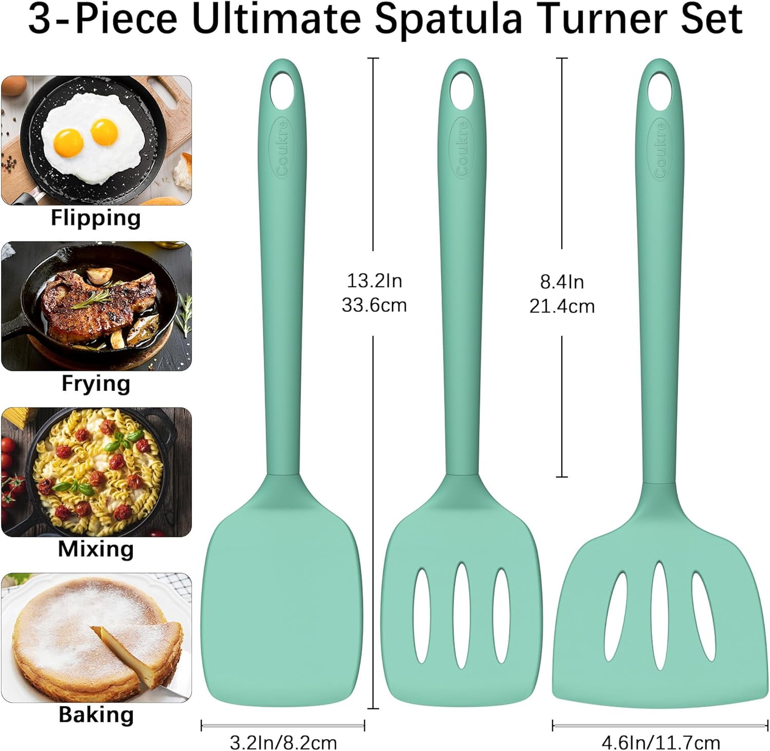 XUERUI-3 Pack Silicone Spatula Set, High Heat Resistant, BPA-Free, Fish ...