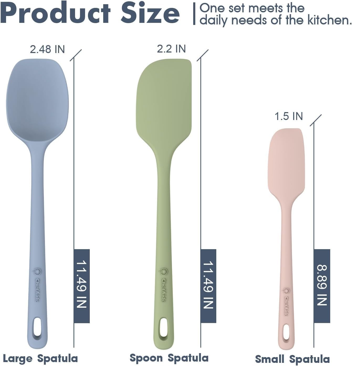 XUERUI-3 Pieces Silicone Spatula Set, Food Grade Rubber Spatula ...