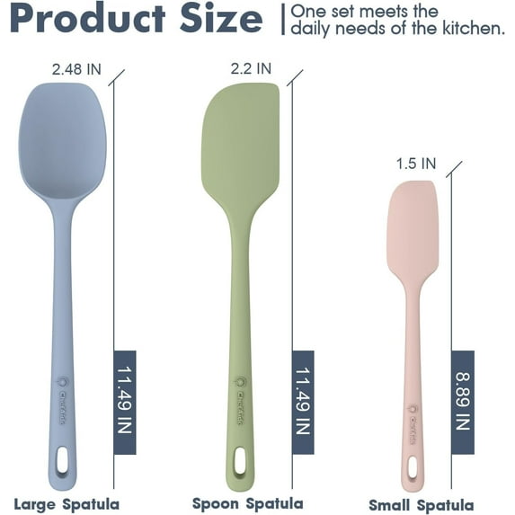 XUERUI-3 Pieces Silicone Spatula Set, Food Grade Rubber Spatula ...