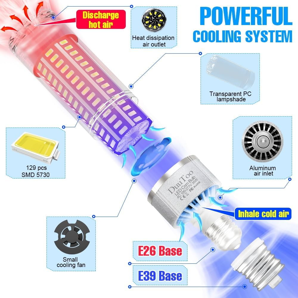 XUERUI-35W LED E26 Corn Lights Bulb 6000K Daylight Lamp 400Watts ...