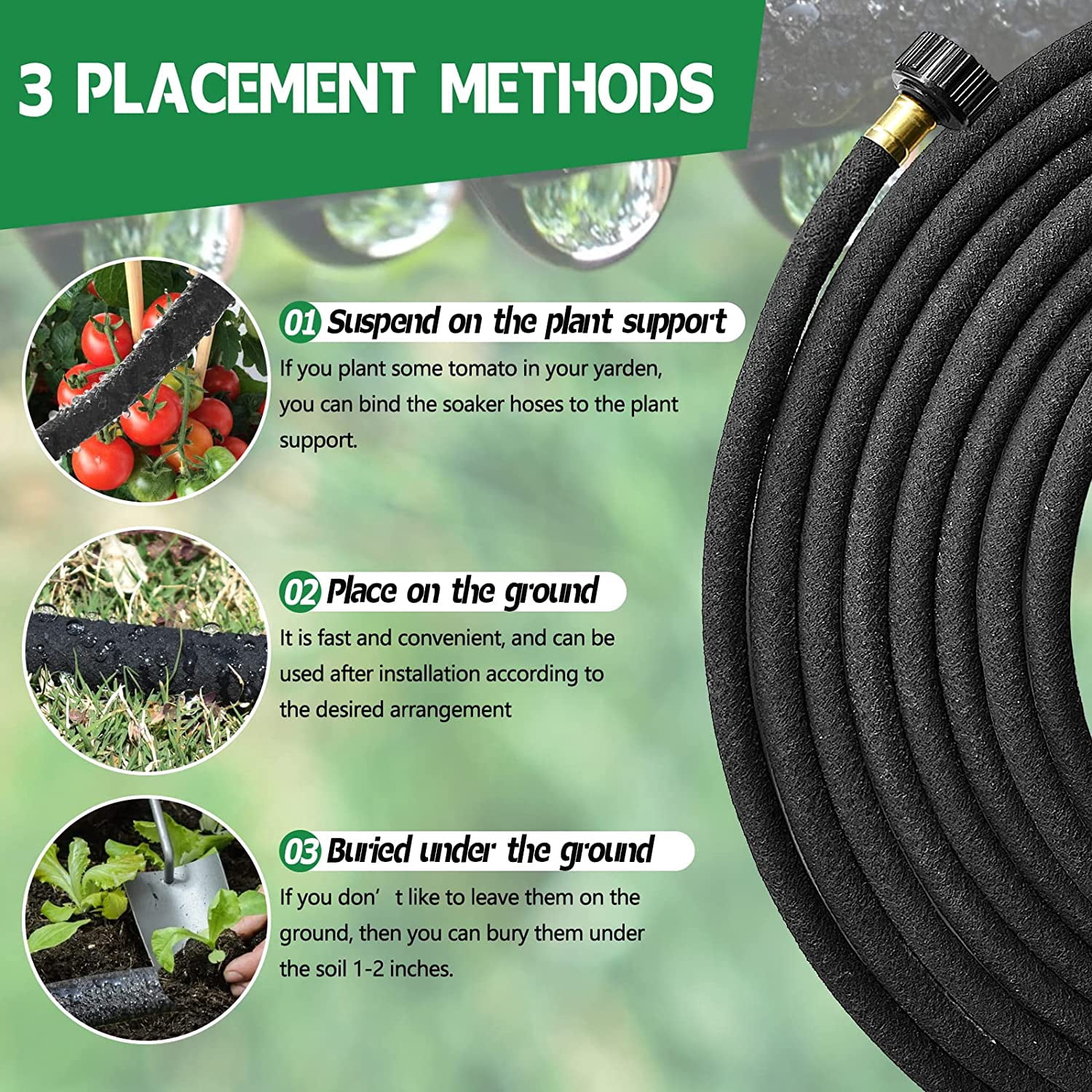 XUERUI-4-Pack Soaker Hose for Garden 10 Ft, Short Soaker Hoses 40 Ft ...
