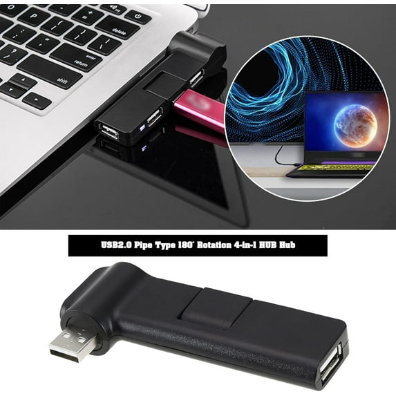 XUERUI-4 Port 180 ° Rotation USB Extender Hub 4 Port USB Hub Power ...