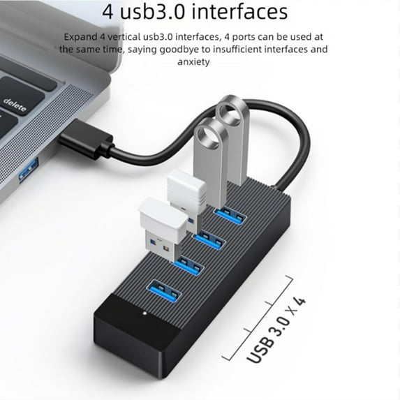 XUERUI-4 Port USB 3.0 Hub 5FT/1.5M Cable with 5 Gbps Speed & 5V USB-C ...