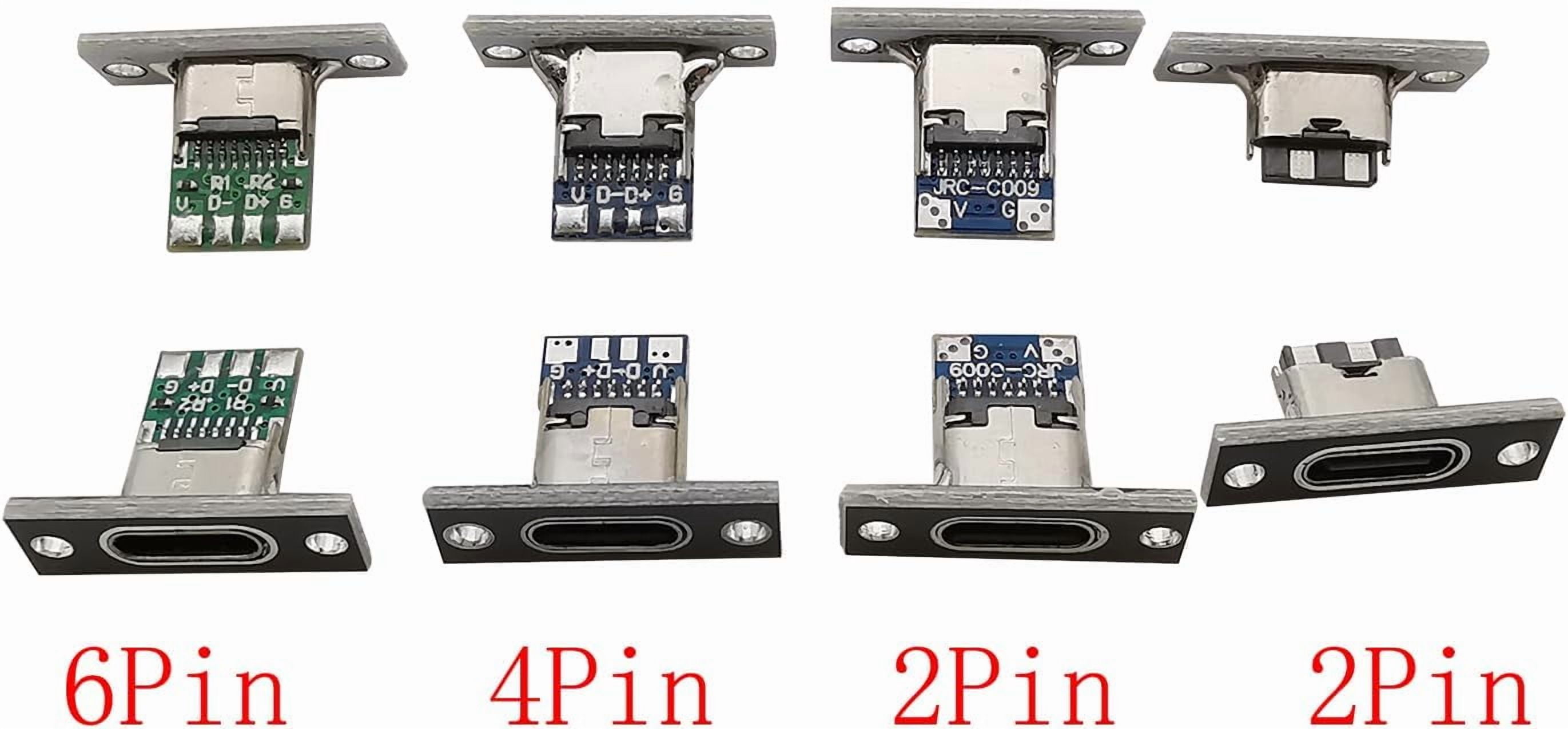 XUERUI-40Pcs USB 3.1 Type C Socket with Screw Fixing Plate 2Pin 4Pin ...