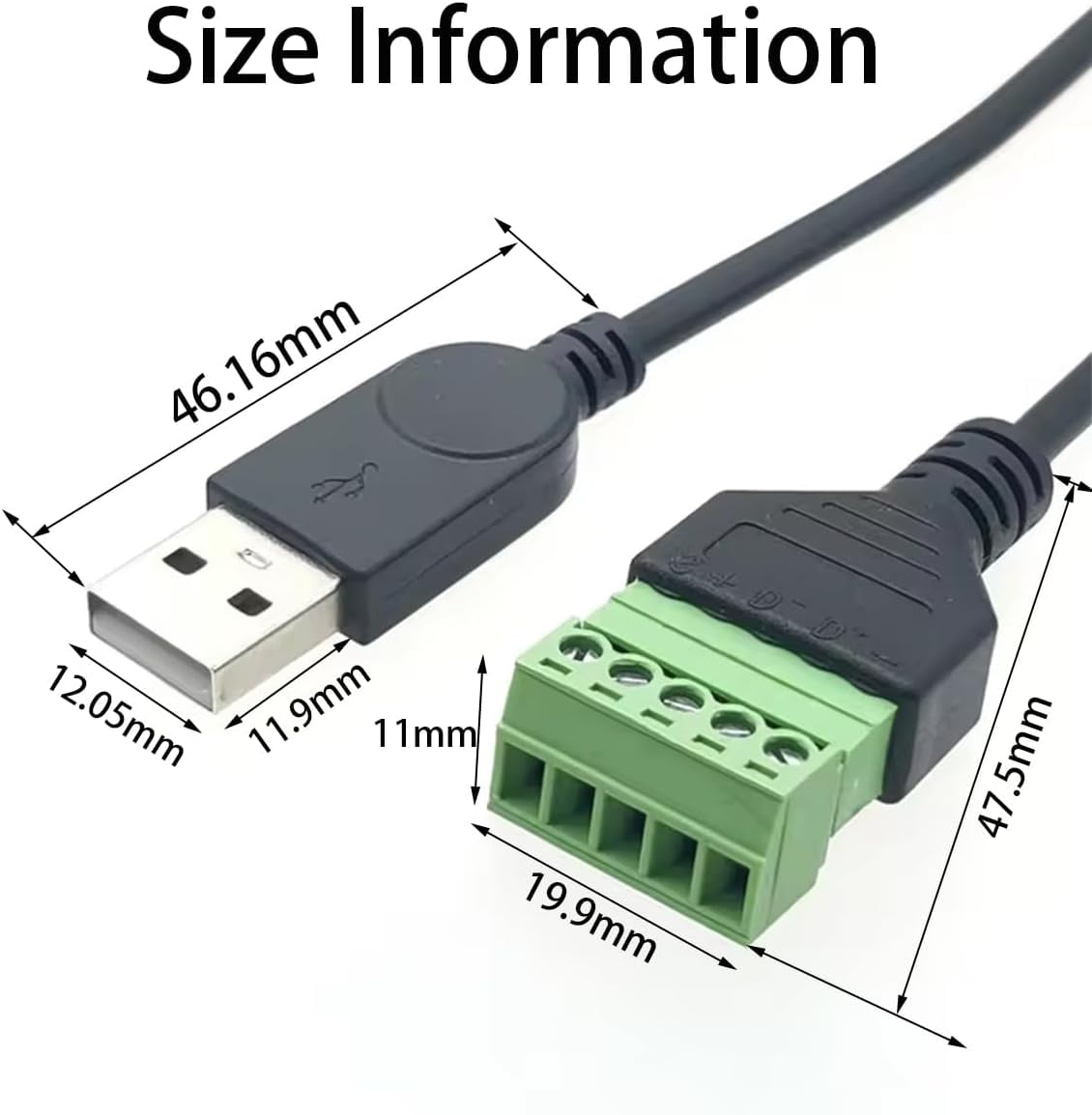 XUERUI-4PCS USB 2.0 Male Screw Terminal Block Connector,Solderless USB ...