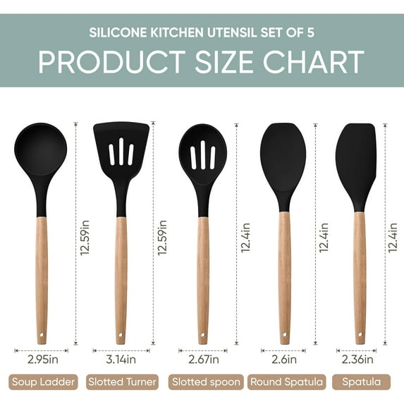 XUERUI-5-Piece Cooking Utensils Set, Silicone Kitchen Utensils Set with ...