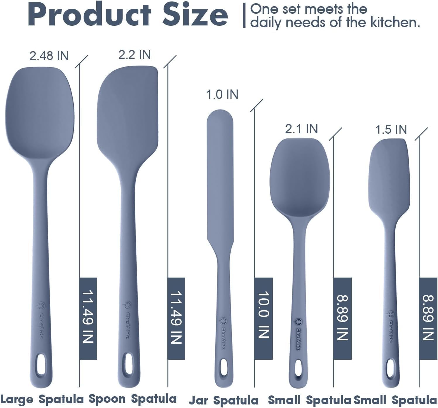 XUERUI-5 Pieces Silicone Spatula Set, Food Grade Rubber Spatula ...