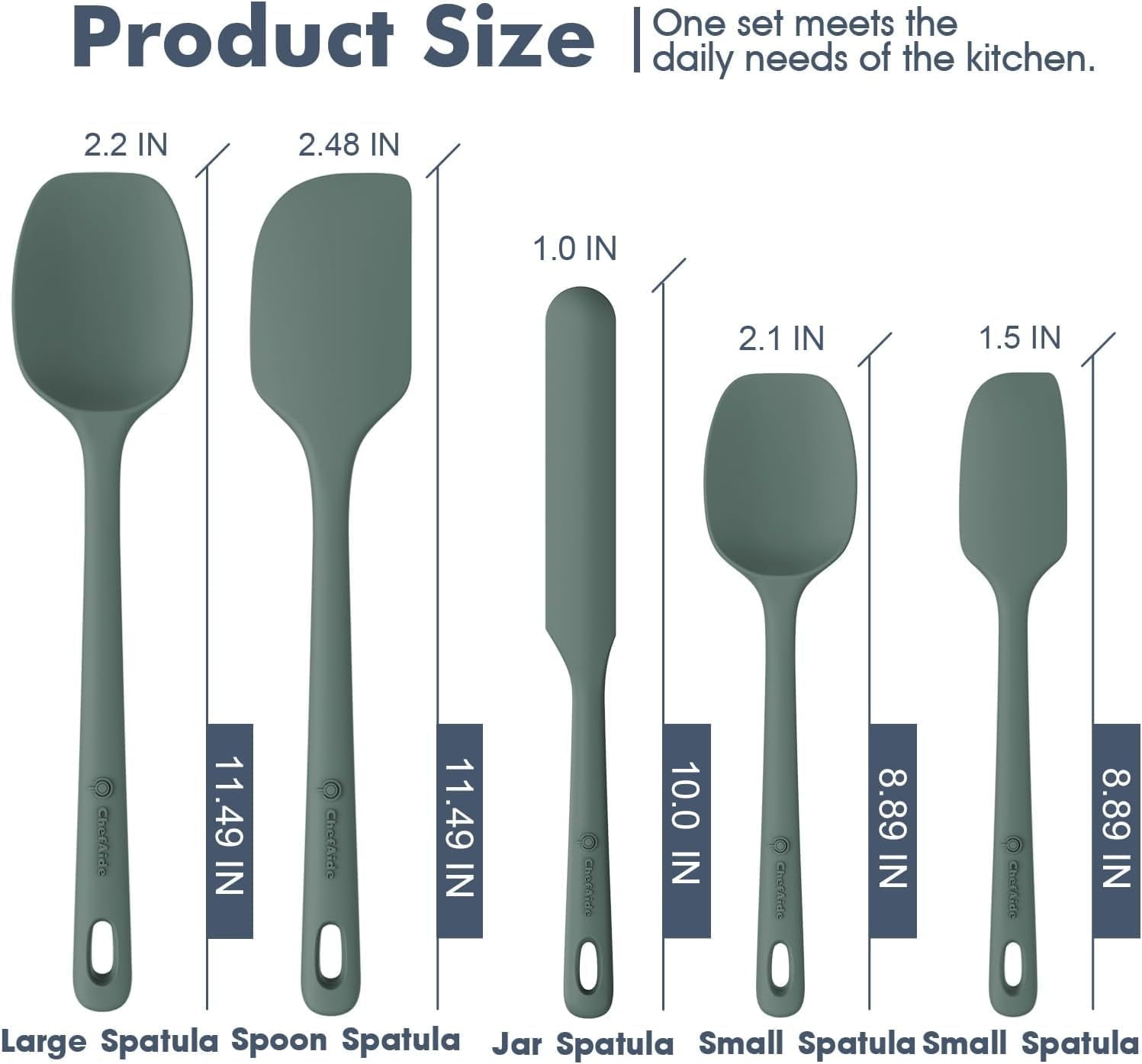 XUERUI-5 Pieces Silicone Spatula Set, Food Grade Rubber Spatula ...