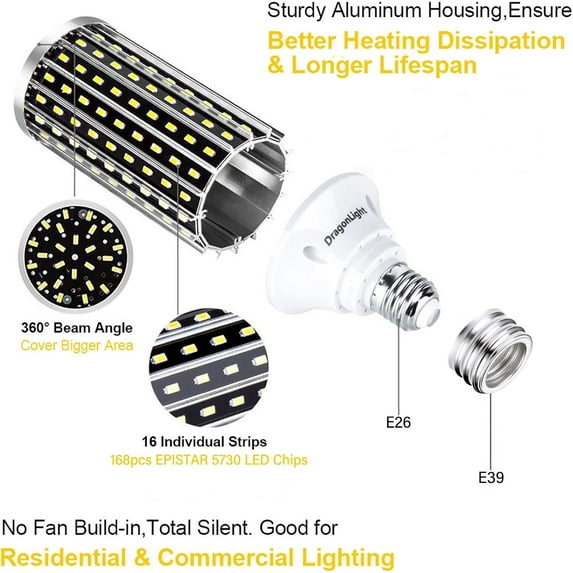 XUERUI-50W Super Bright LED Corn Light Bulbs (400 Watt Equivalent ...