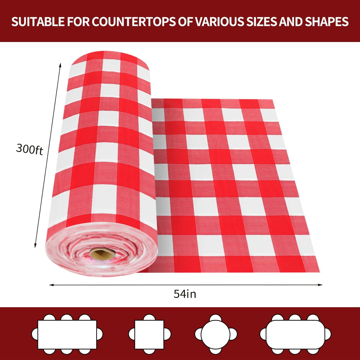 XUERUI-54 Inch X 100 Feet Plastic Table Cover Roll Disposable ...