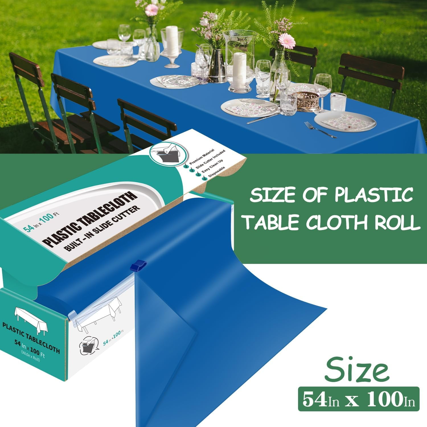 XUERUI-54" X 100' Plastic Tablecloth Roll Yellow Disposable Plastic ...
