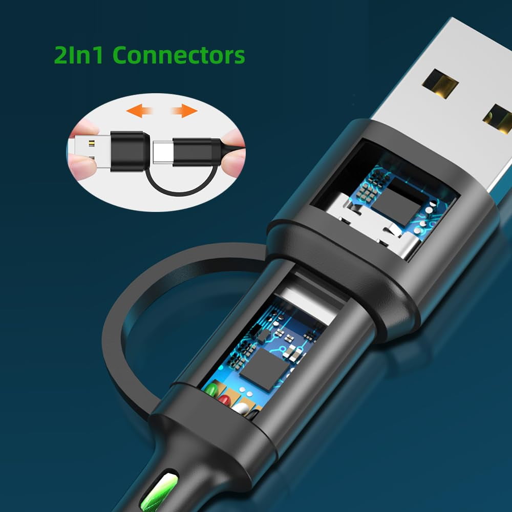 XUERUI-6 Combinations Multi Ports USB Charger Cable USB A/USBC to Micro ...