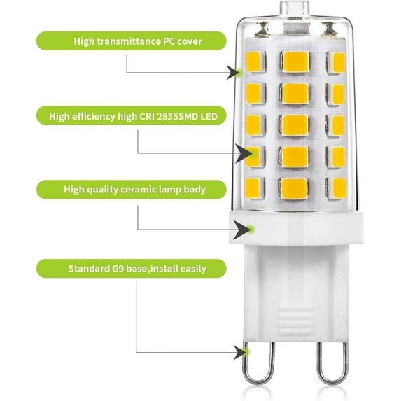 XUERUI-6 Pack G9 LED Bulb Warm White 3000K 4W Equivalent 40 Watt, No ...