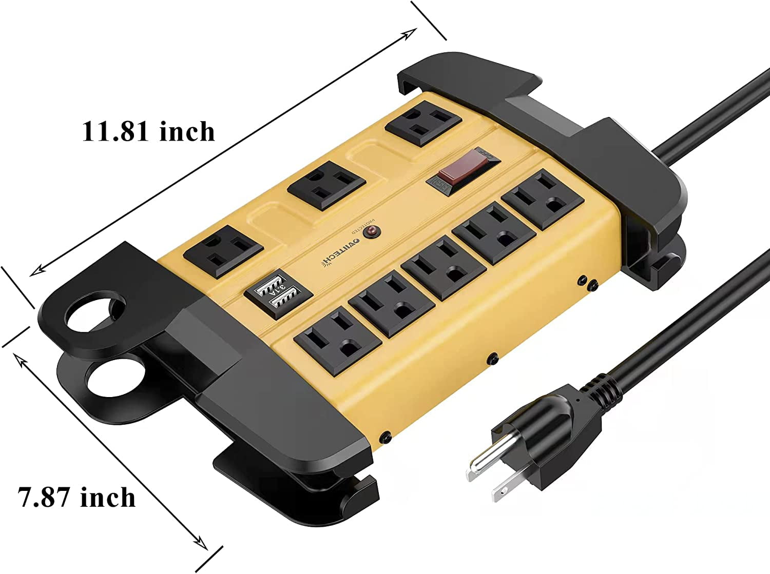 XUERUI-8 Outlets Heavy Duty Surge Protector Power Strip with 2 USB ...