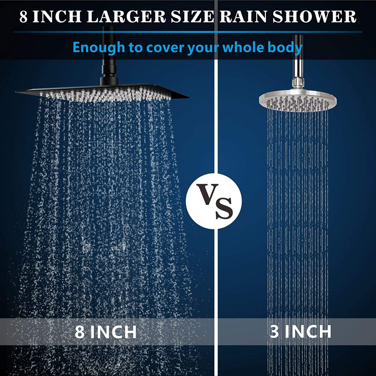 XUERUI-8'' Rain Shower Head with 12'' Curve Shower Arm, Stainless Steel ...