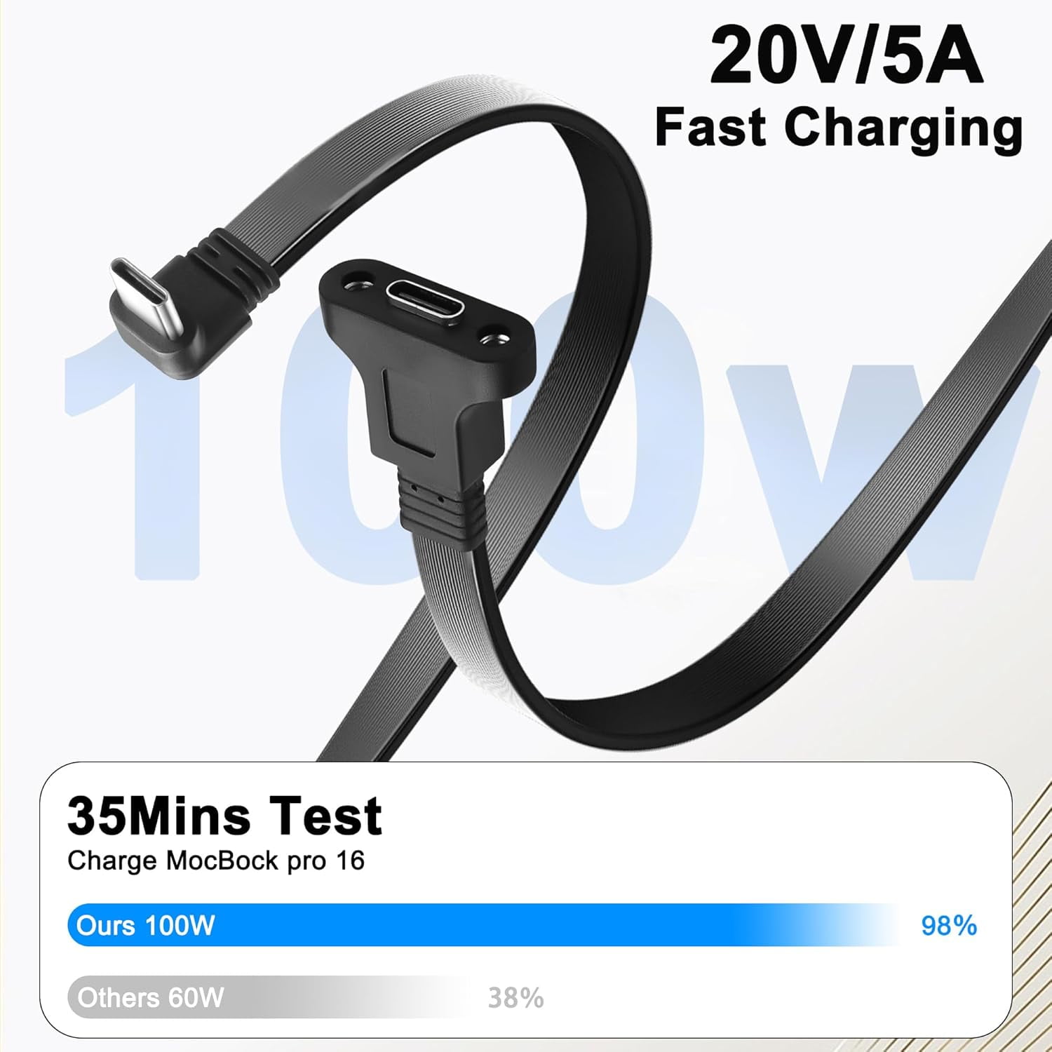 XUERUI-90°Angle USB 3.1 Panel-Mount Type C Male to Female Cable,10Gbps ...