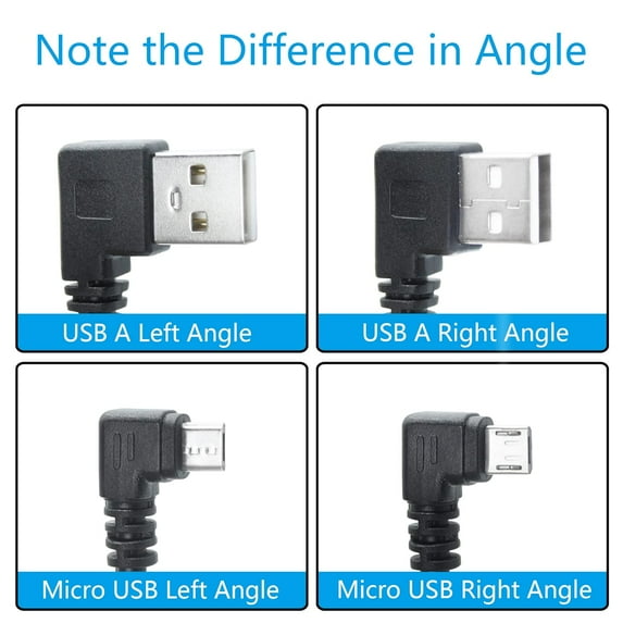 XUERUI-90 Degree Micro USB Cable 9inch, USB A Left Angle to Micro USB ...