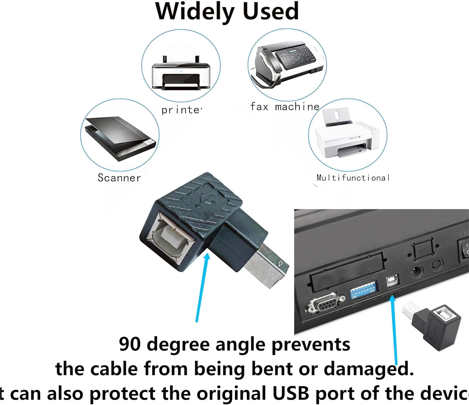 XUERUI-90 Degree USB 2.0 Type B Printer Adapter,USB 2.0 B Male to Type ...
