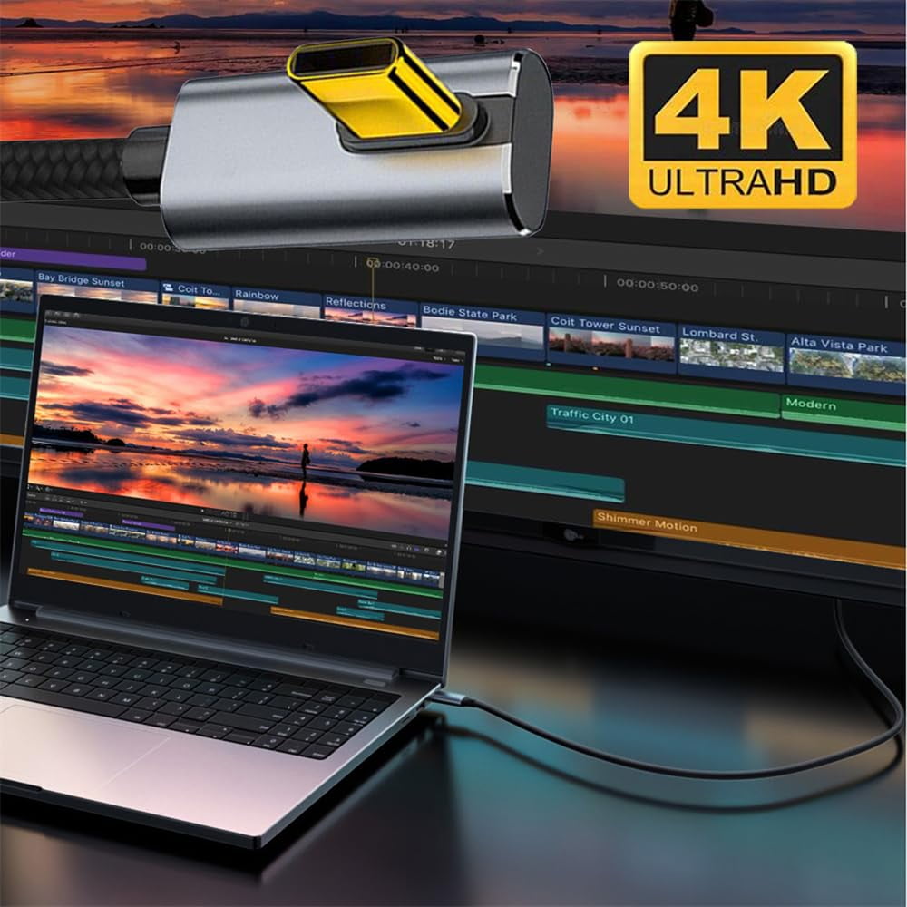 XUERUI-90 Degree USB3.1 USB-C Type-C Male to Male Cable Low Profile ...