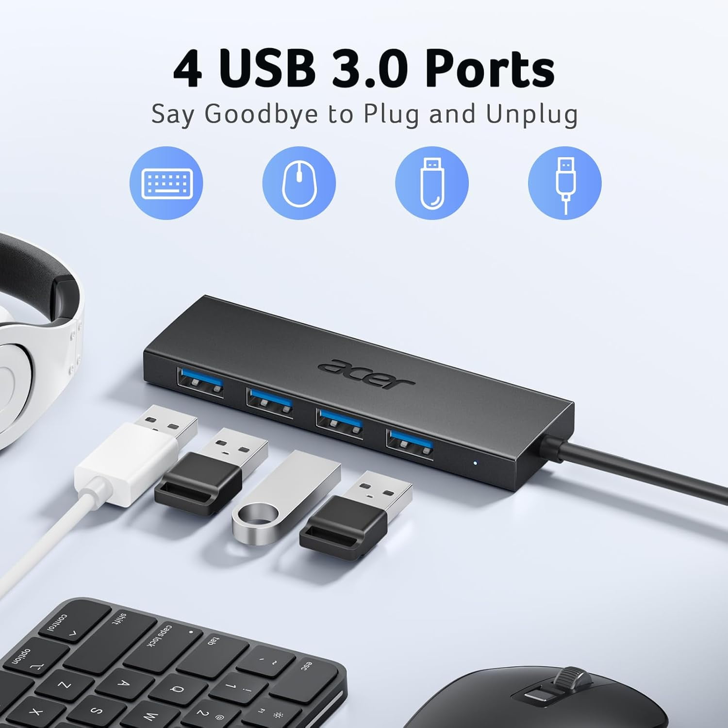 XUERUI-Acer USB C Hub 4 Ports, Multiple USB 3.0 Hub, USBC Splitter for ...