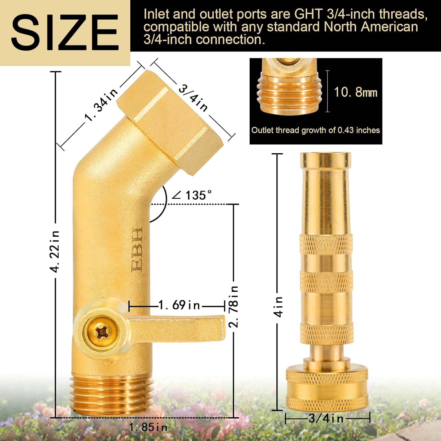 XUERUI-Adjustable Heavy Duty Brass Garden Hose Nozzle - High Pressure ...