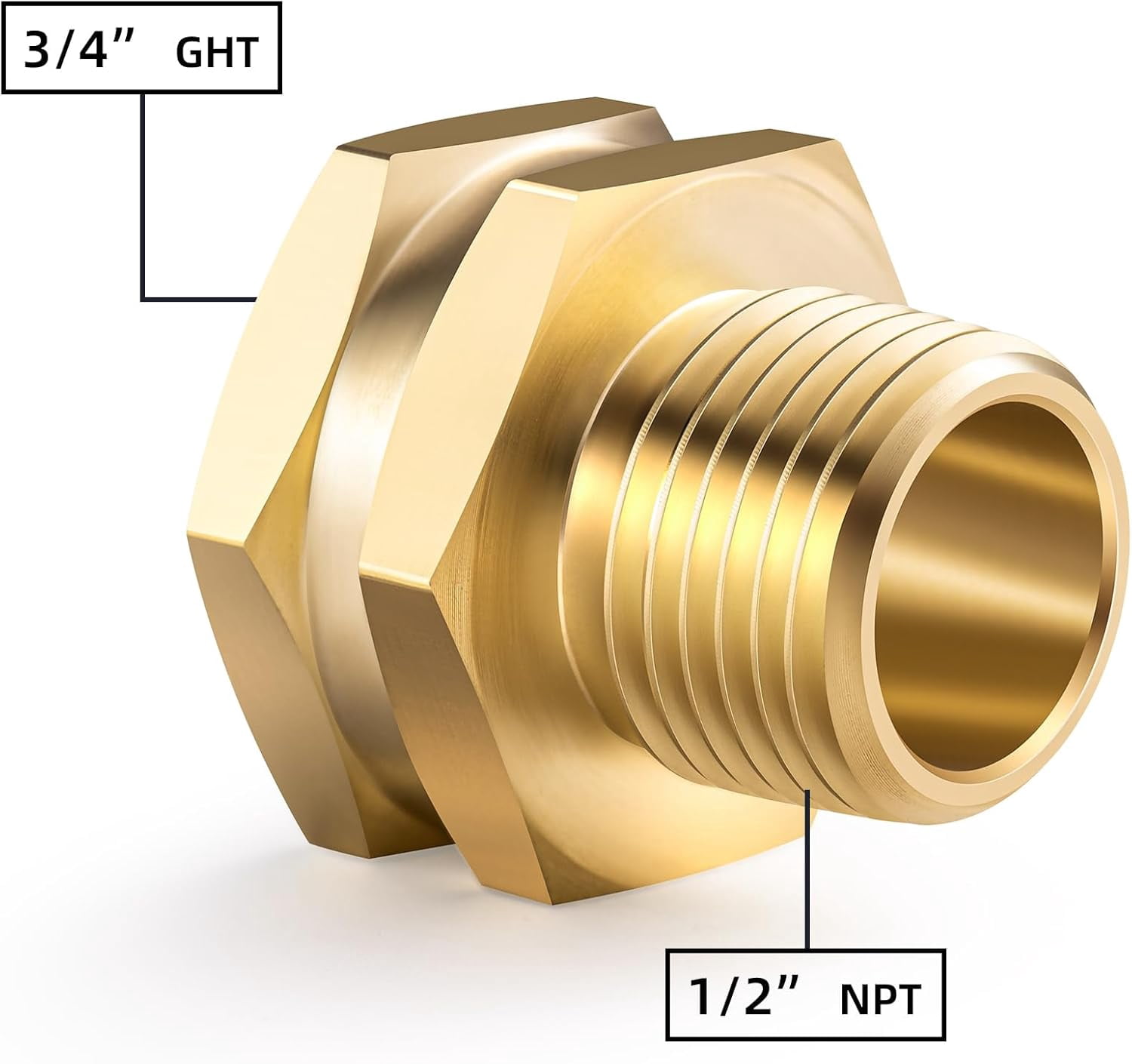 XUERUI-Brass Garden Hose Adapter, 3/4\u201d GHT Female x 1/2\u201d NPT ...