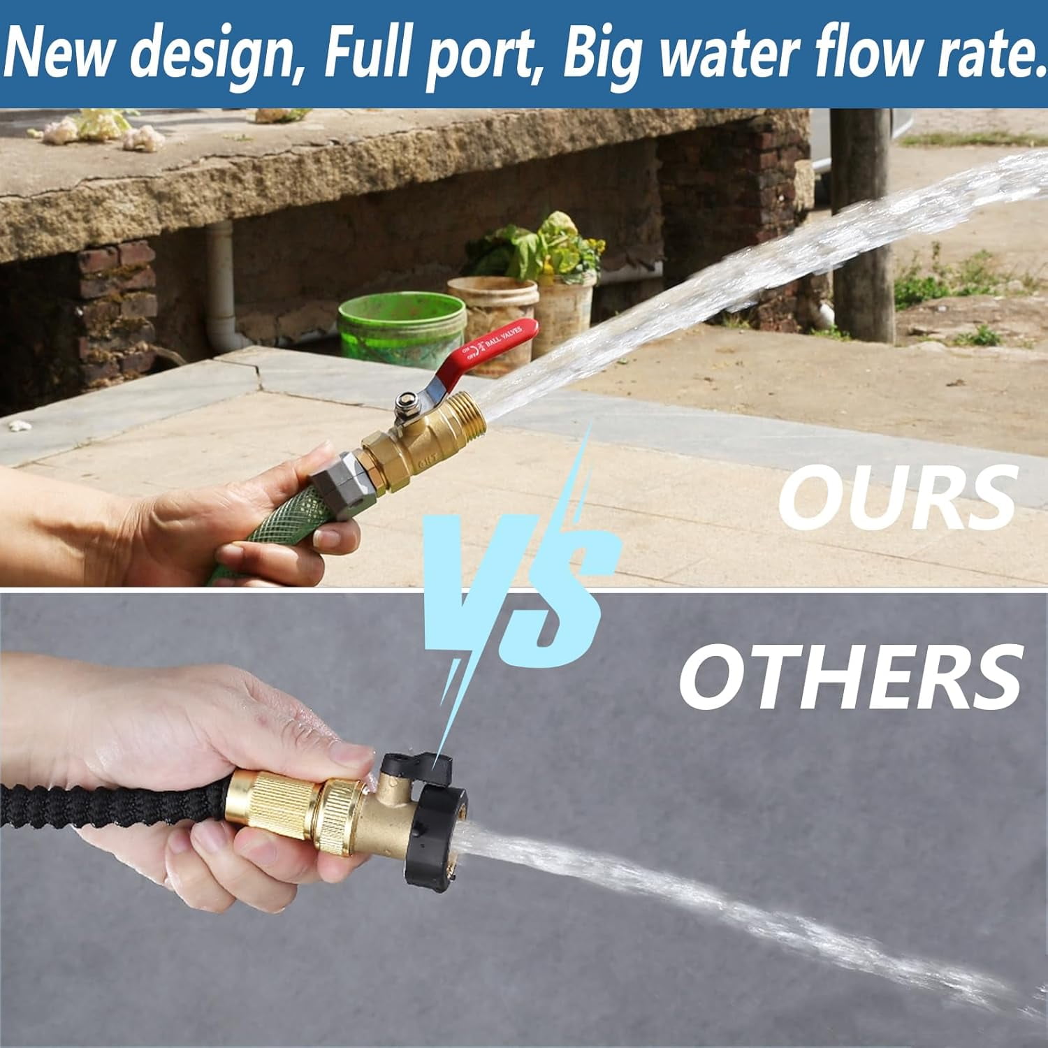 XUERUI-Brass Garden Hose Shut Off Valve Full Flow, Heavy Duty 1-Way No ...