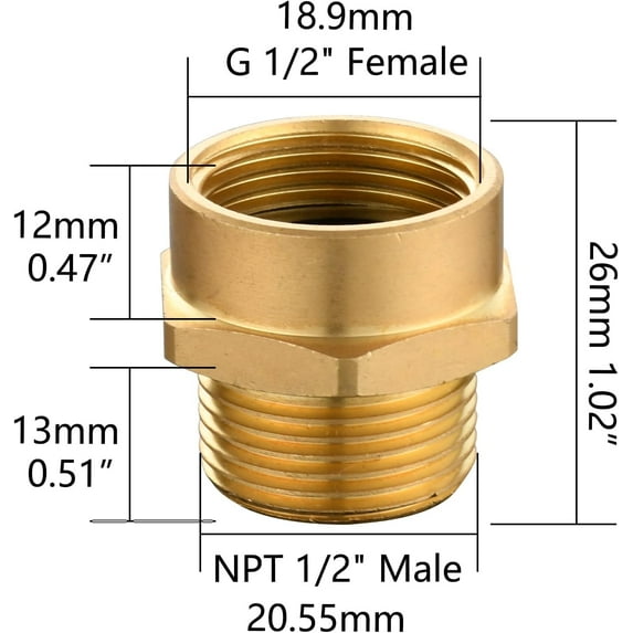 XUERUI-Brass Pipe Fittings Connector G 1/2 Female Thread (Metric BSP ...