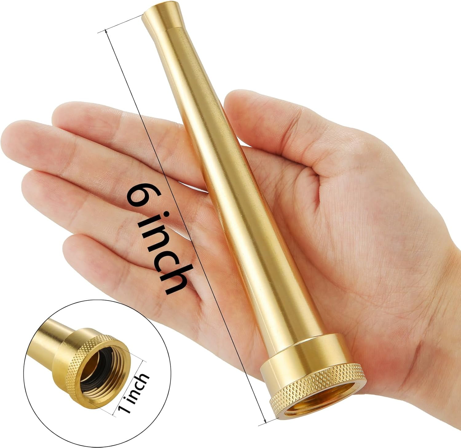 XUERUI-Brass Water Hose Nozzle-6 Inch, 3/4 Inch Thread Inlet Garden ...