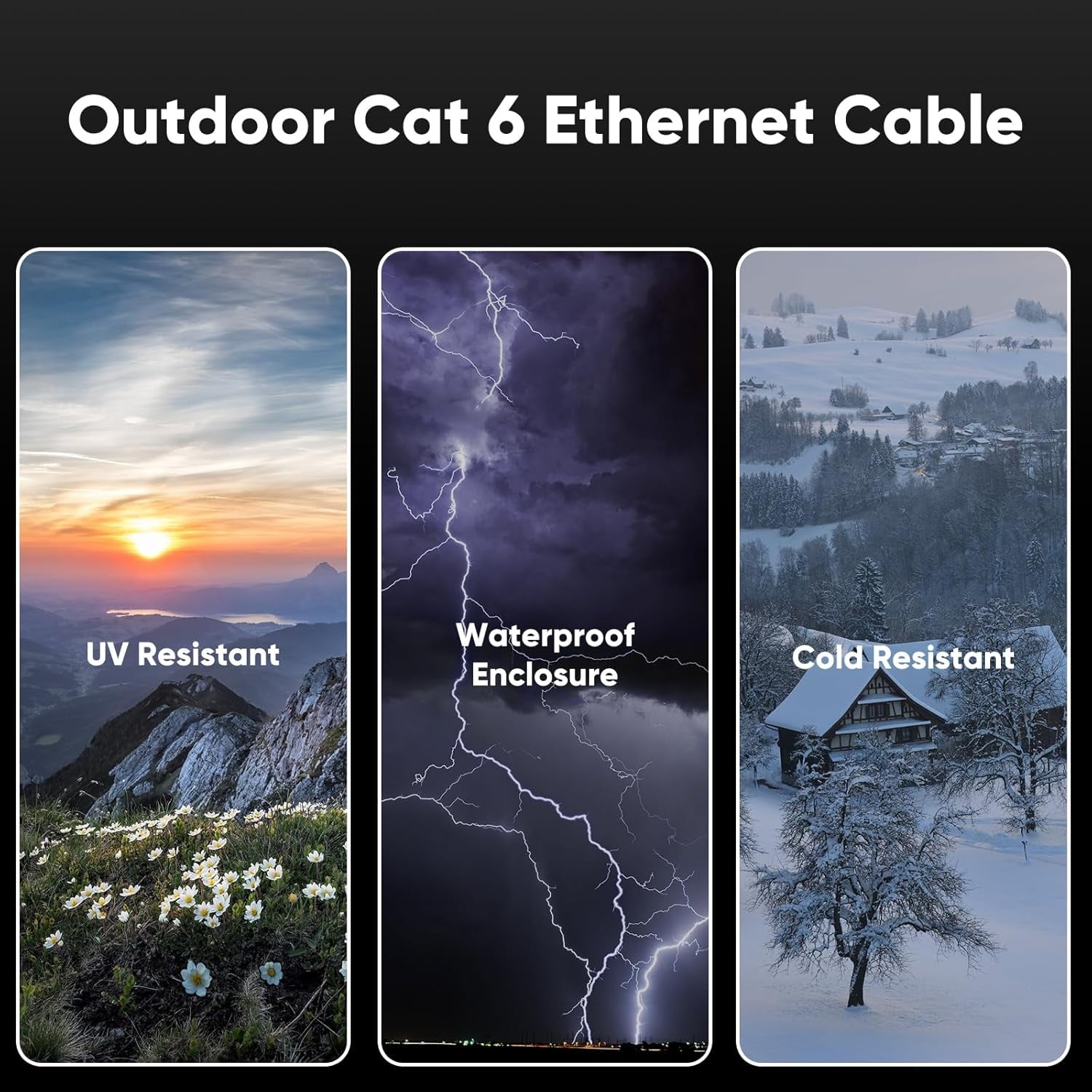 XUERUI-Cat 6 Outdoor Ethernet Cable 100 ft, 24AWG 10Gbps Cat6 Cable ...