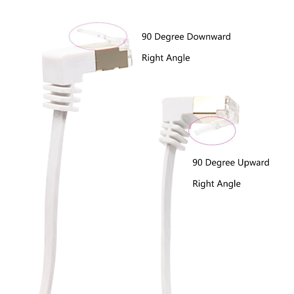 XUERUI-Cat6 Ethernet Cable 90 Degree Downward Right Angle, Flat CAT6 ...