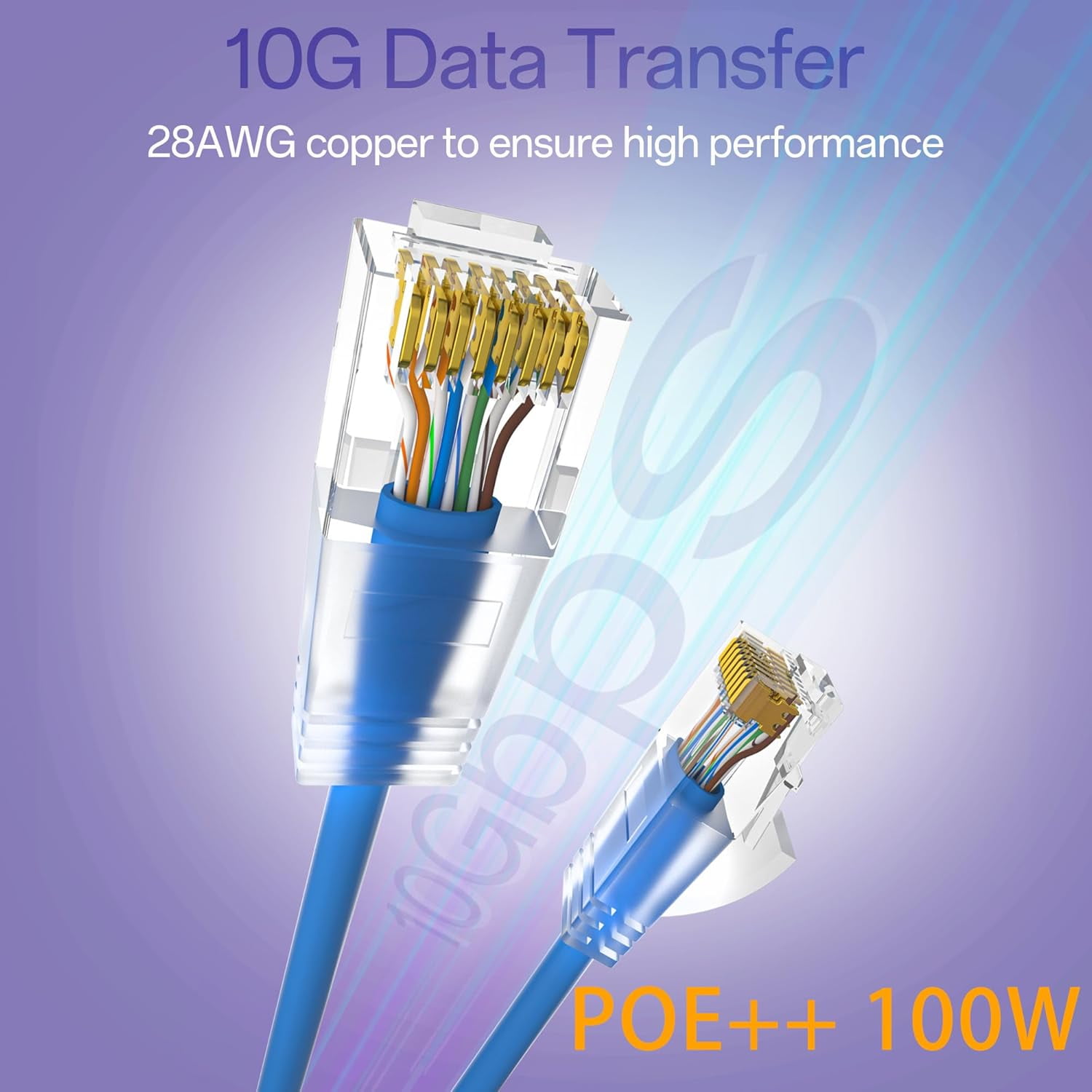 XUERUI-Cat6a Patch Cables 0.5ft (24 Pack) Slim, Cat6 Ethernet Patch ...